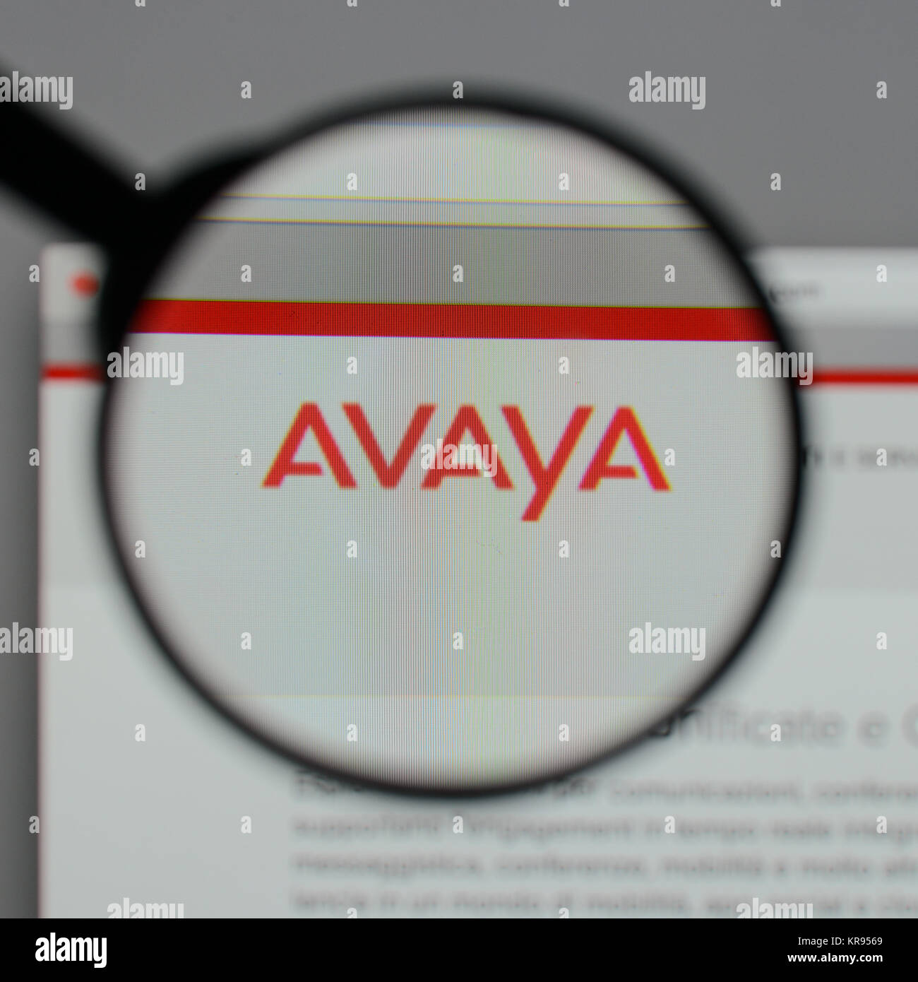 Milan, Italy - August 10, 2017: Avaya logo on the website homepage ...
