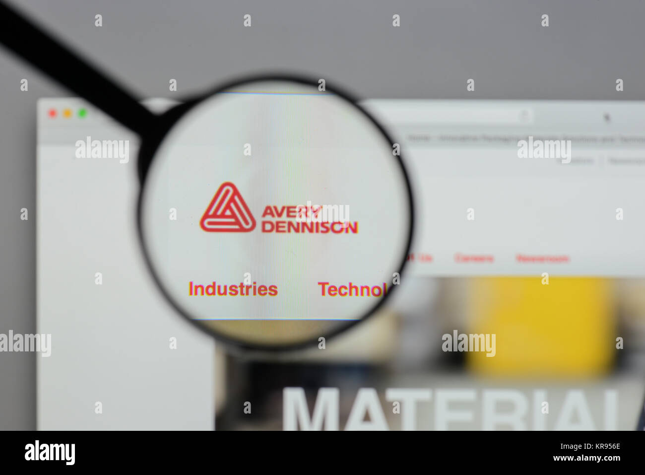 Milan, Italy - August 10, 2017: Avery Dennison logo on the website ...