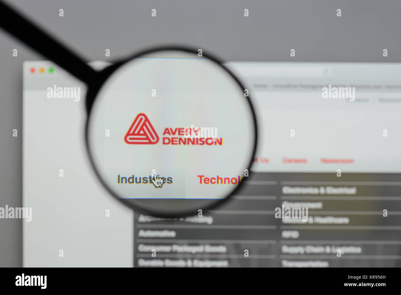 Milan, Italy - August 10, 2017: Avery Dennison logo on the website ...