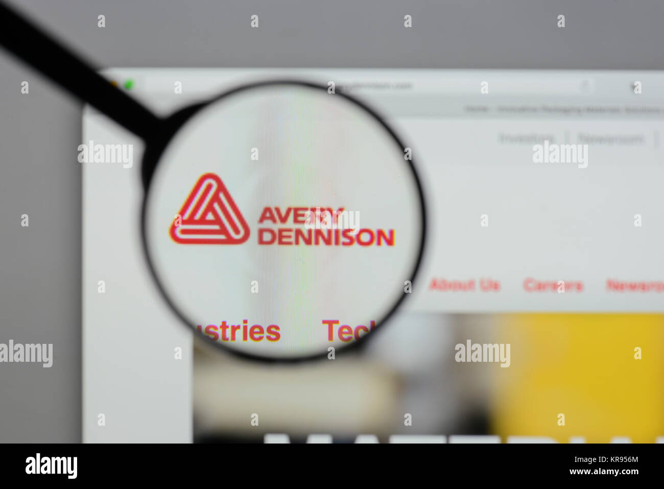 Milan, Italy - August 10, 2017: Avery Dennison logo on the website ...