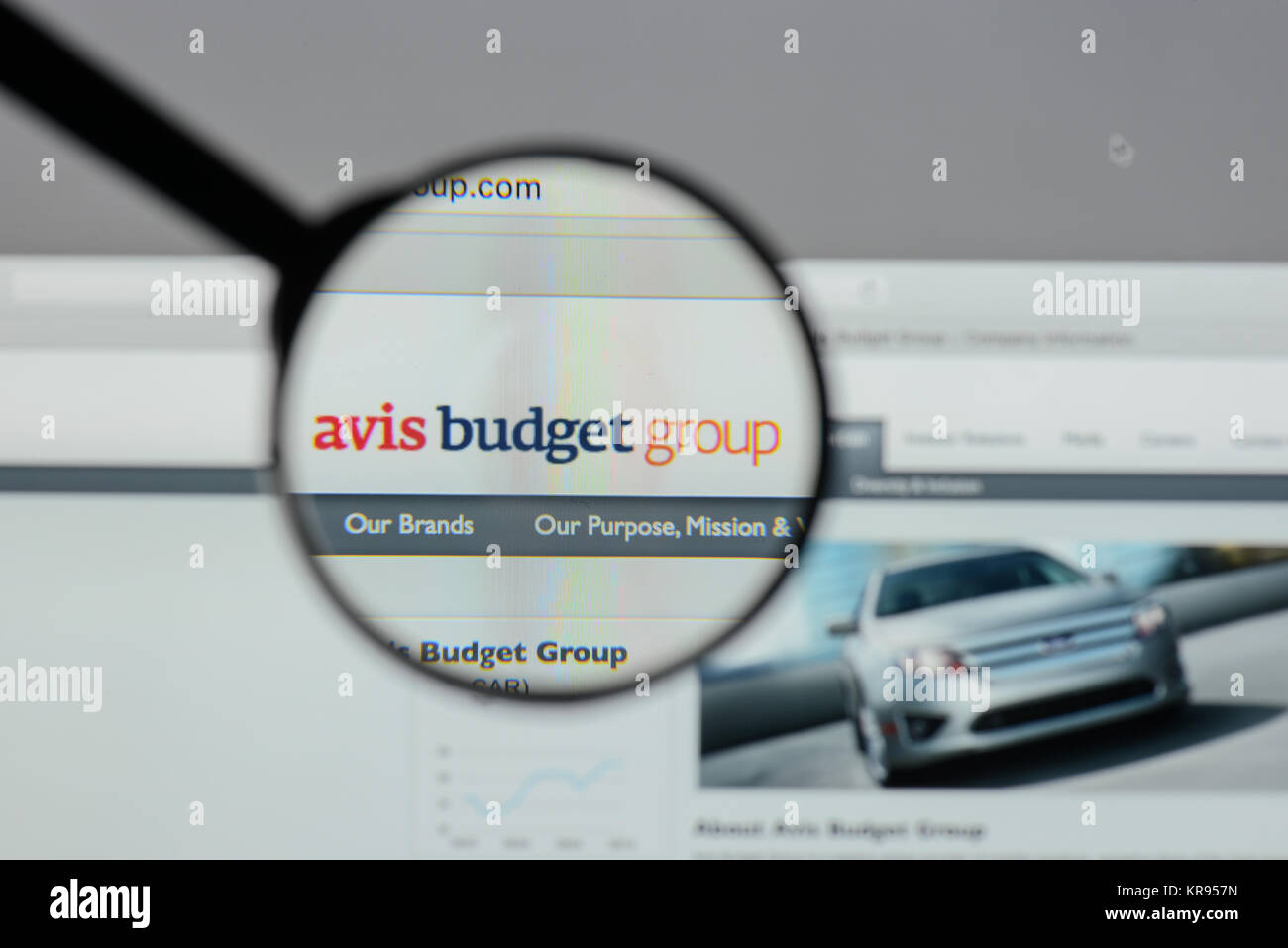 Milan, Italy - August 10, 2017: Avis Budget Group logo on the website ...