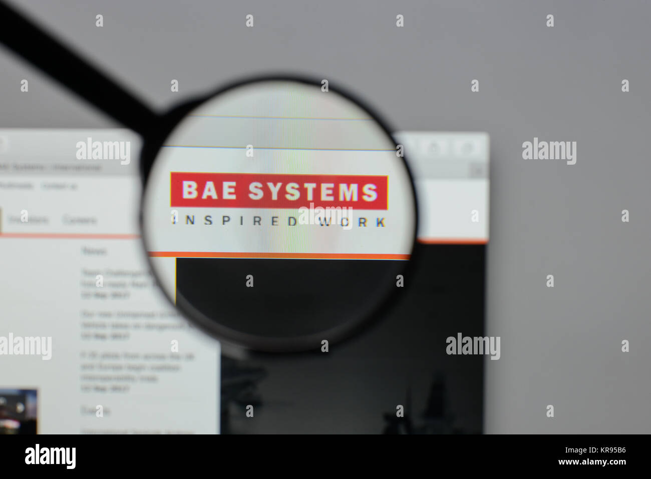 Milan, Italy - August 10, 2017: BAE Systems logo on the website ...