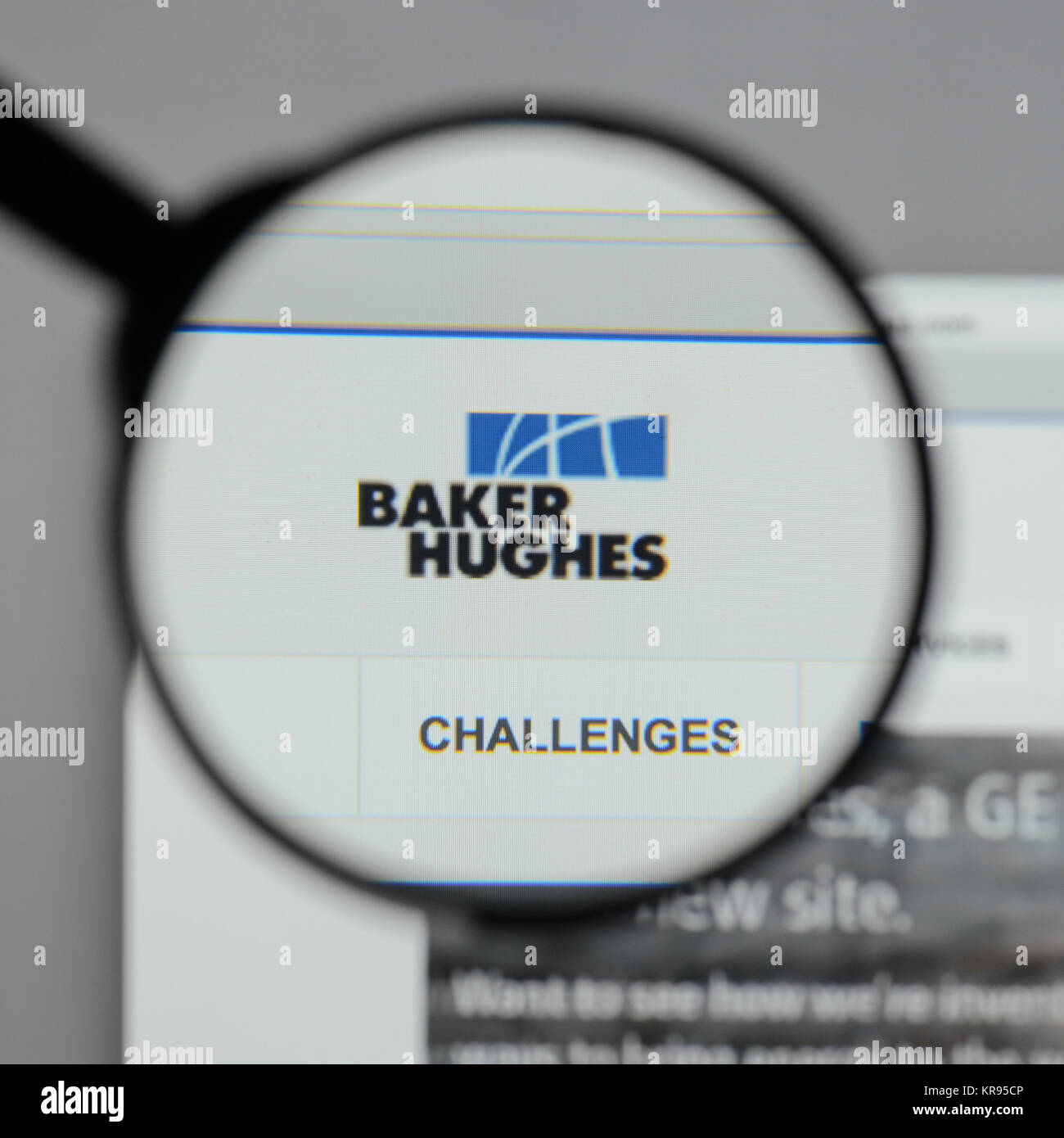 Milan, Italy - August 10, 2017: Baker Hughes logo on the website ...