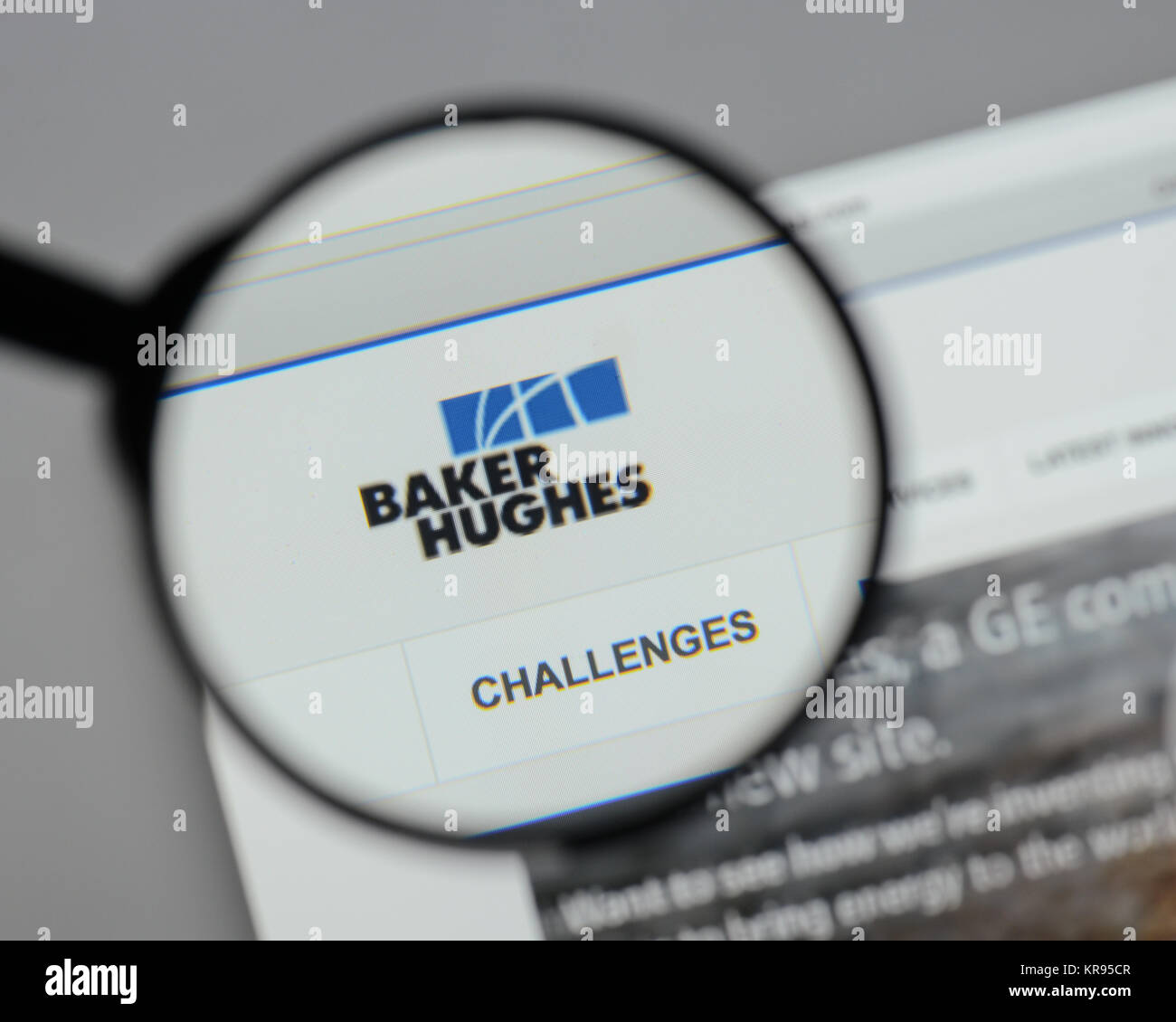 Milan, Italy - August 10, 2017: Baker Hughes logo on the website ...