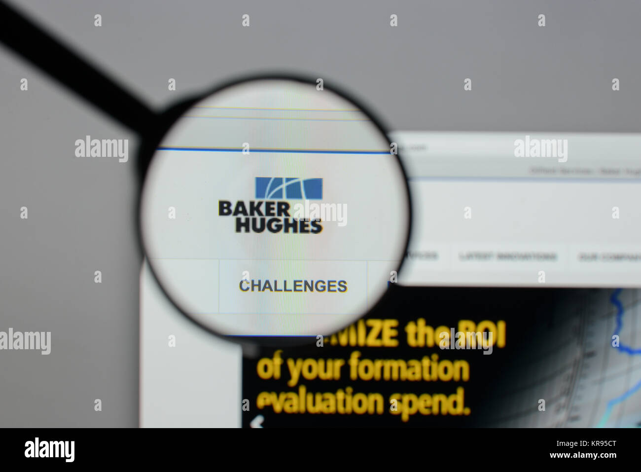 Milan, Italy - August 10, 2017: Baker Hughes logo on the website ...