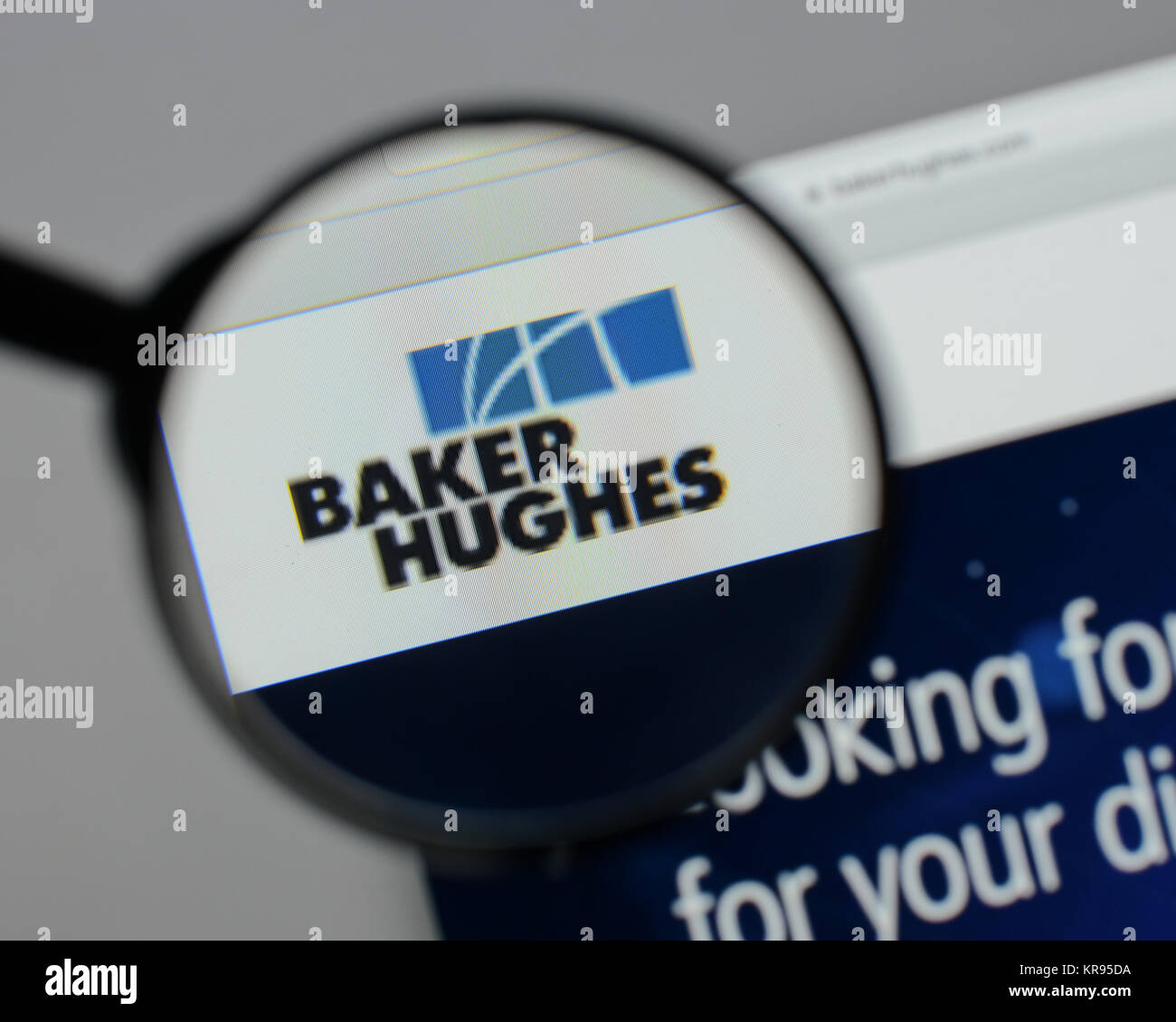 Milan, Italy - August 10, 2017: Baker Hughes logo on the website ...