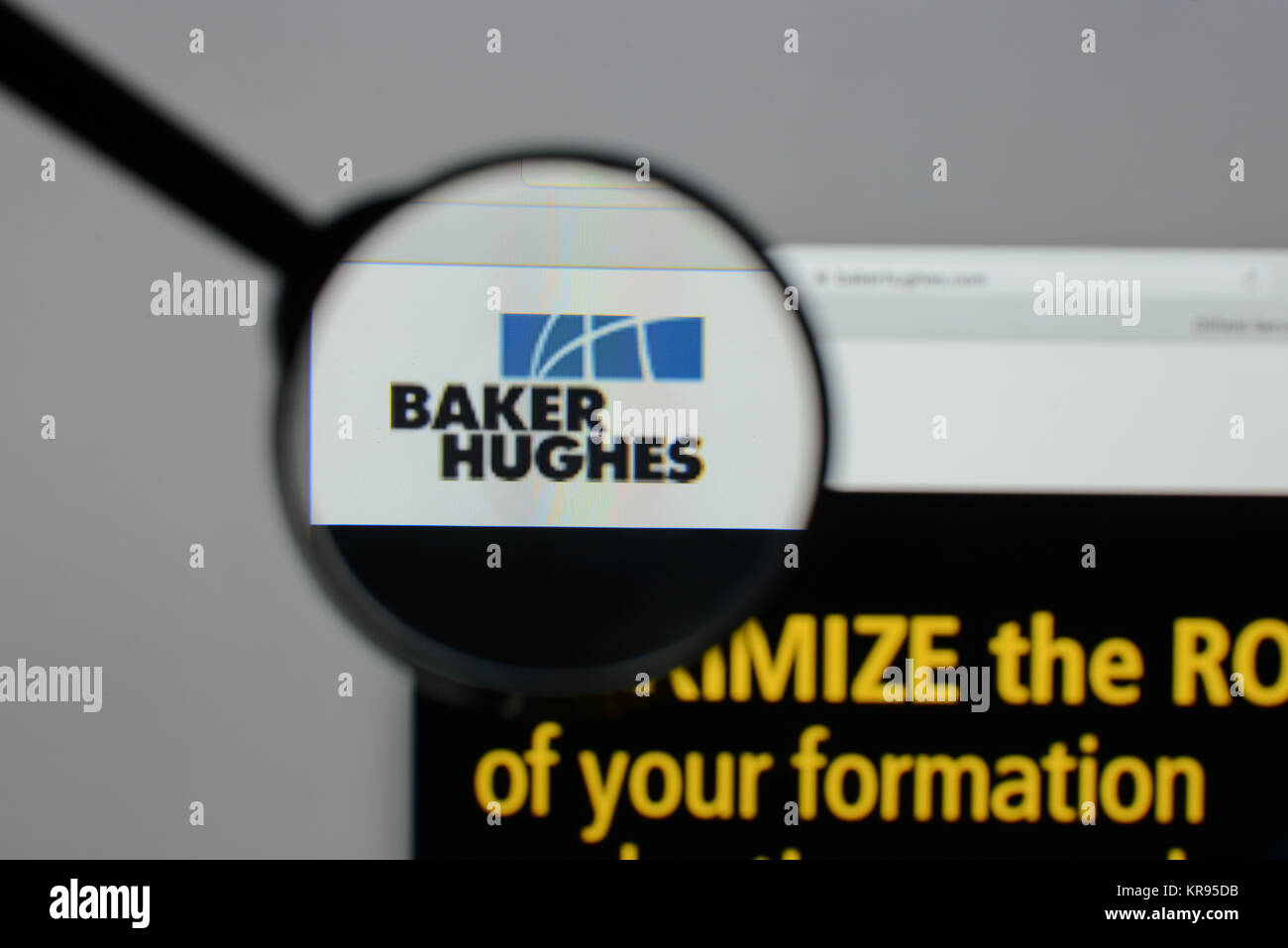Milan, Italy - August 10, 2017: Baker Hughes logo on the website ...
