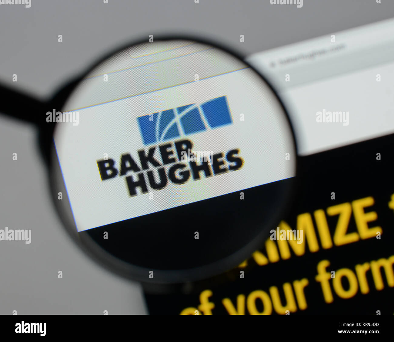 Milan, Italy - August 10, 2017: Baker Hughes logo on the website ...