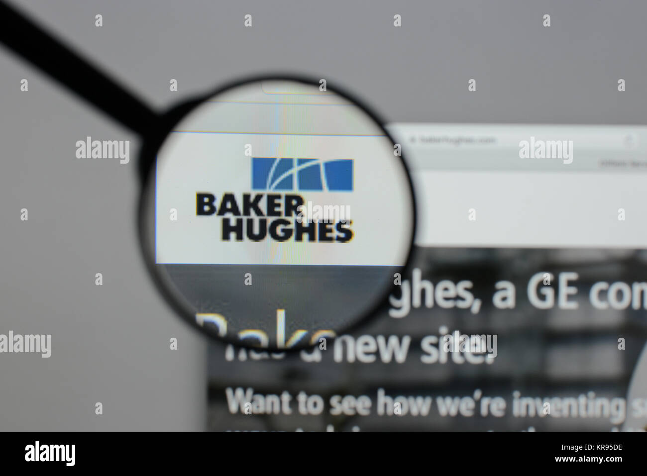 Milan, Italy - August 10, 2017: Baker Hughes logo on the website ...