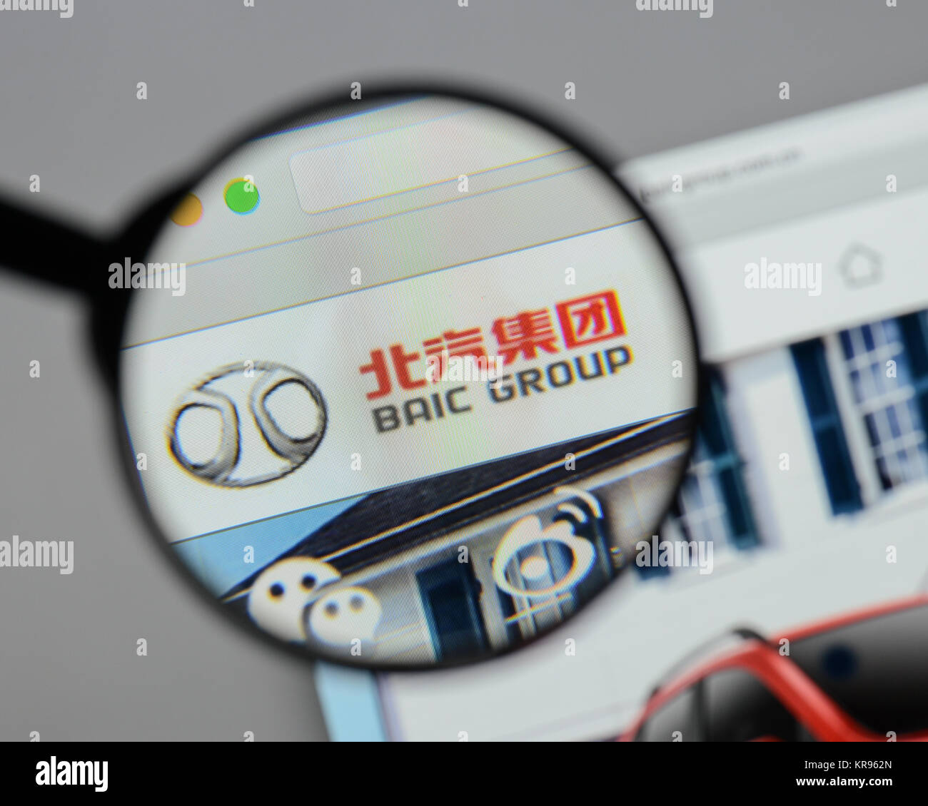 Milan, Italy - August 10, 2017: Beijing Automotive Group logo on the ...