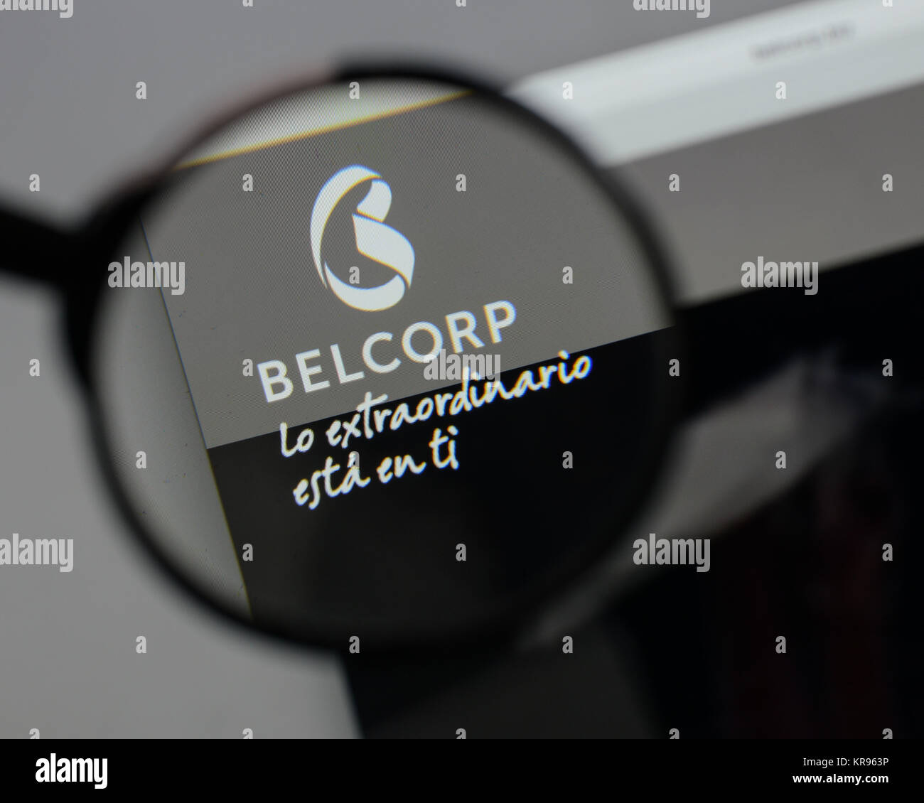 Milan, Italy - August 10, 2017: Belcorp logo on the website homepage ...