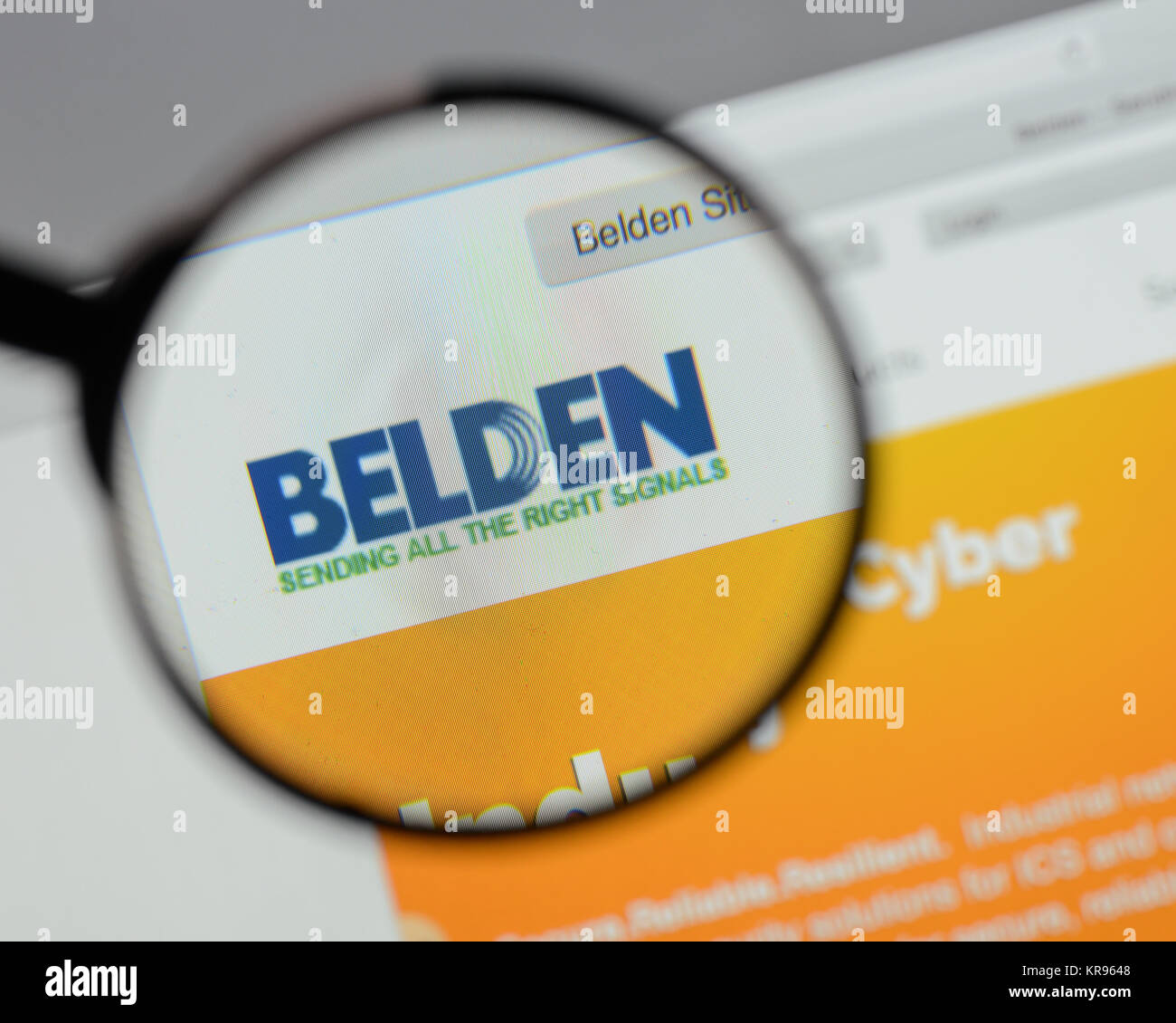 Milan, Italy - August 10, 2017: Belden logo on the website homepage ...