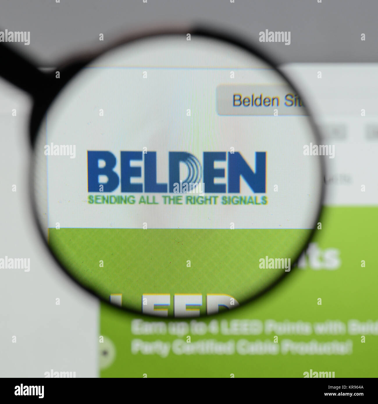 Milan, Italy - August 10, 2017: Belden logo on the website homepage ...