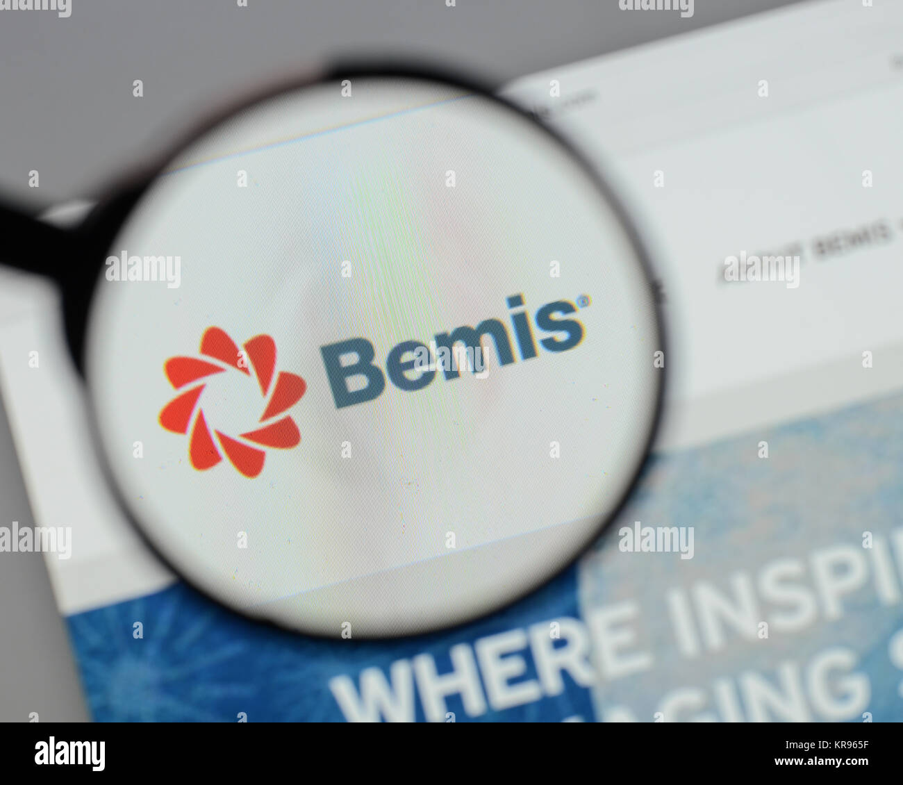 Milan, Italy - August 10, 2017: Bemis logo on the website homepage ...