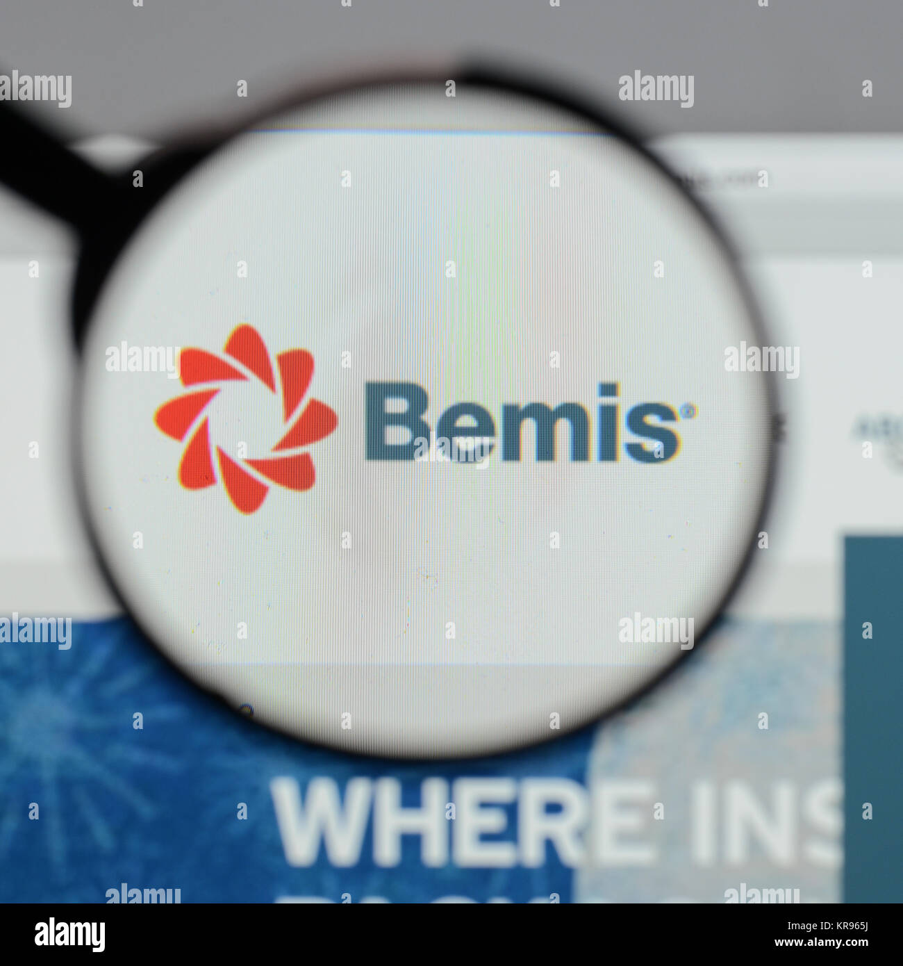 Milan, Italy - August 10, 2017: Bemis logo on the website homepage ...