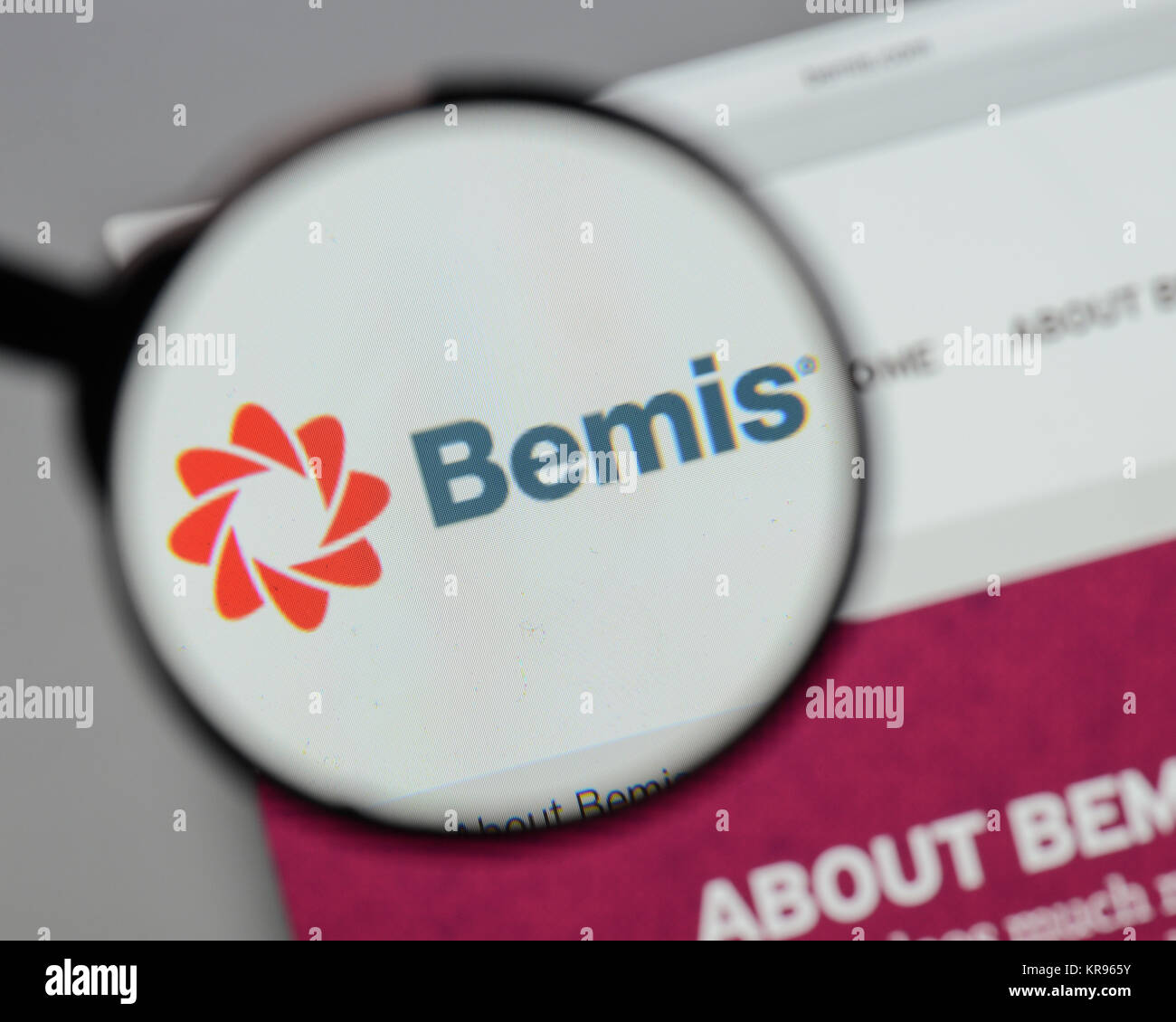 Milan, Italy - August 10, 2017: Bemis logo on the website homepage ...