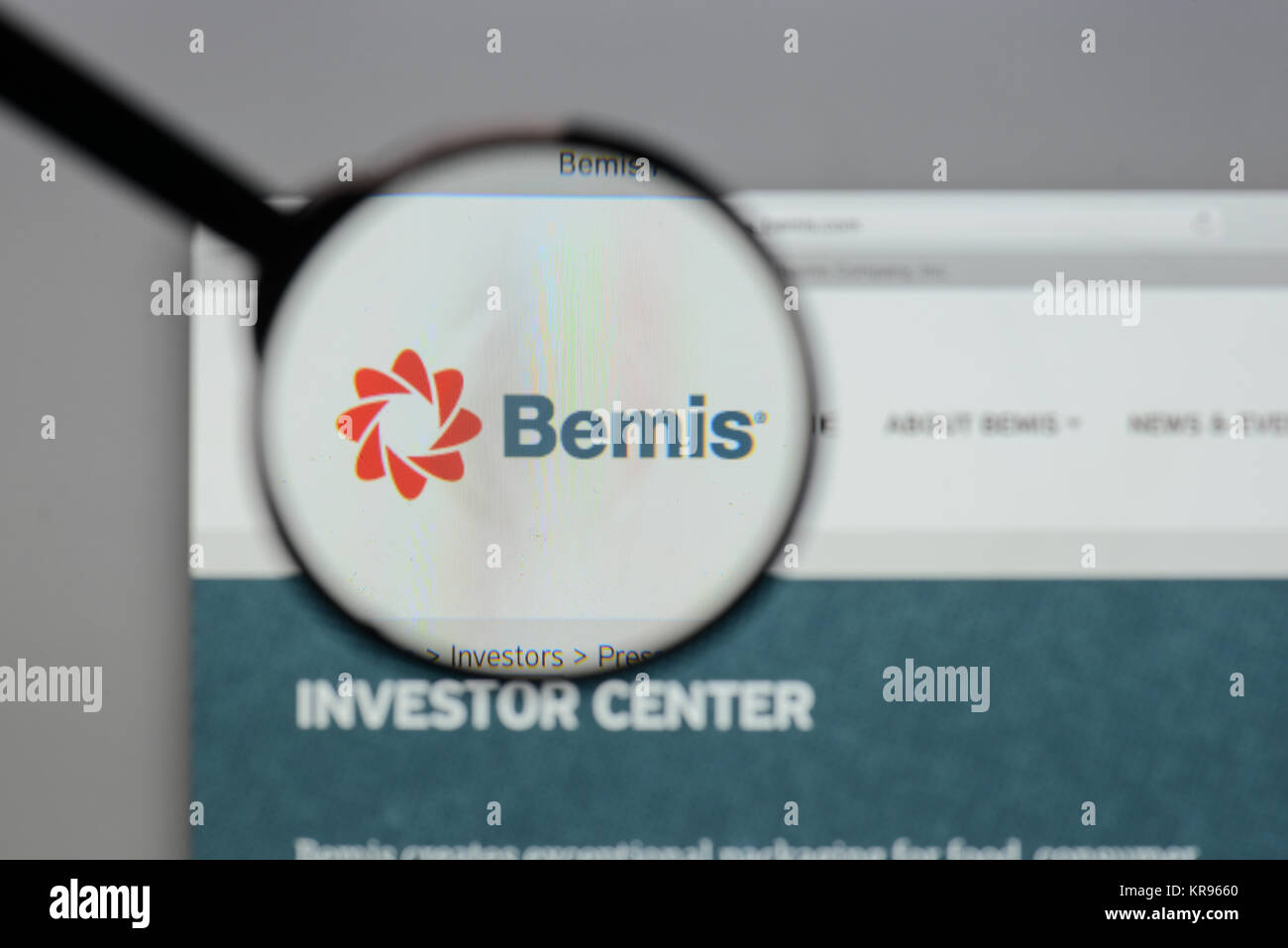 Milan, Italy - August 10, 2017: Bemis logo on the website homepage ...