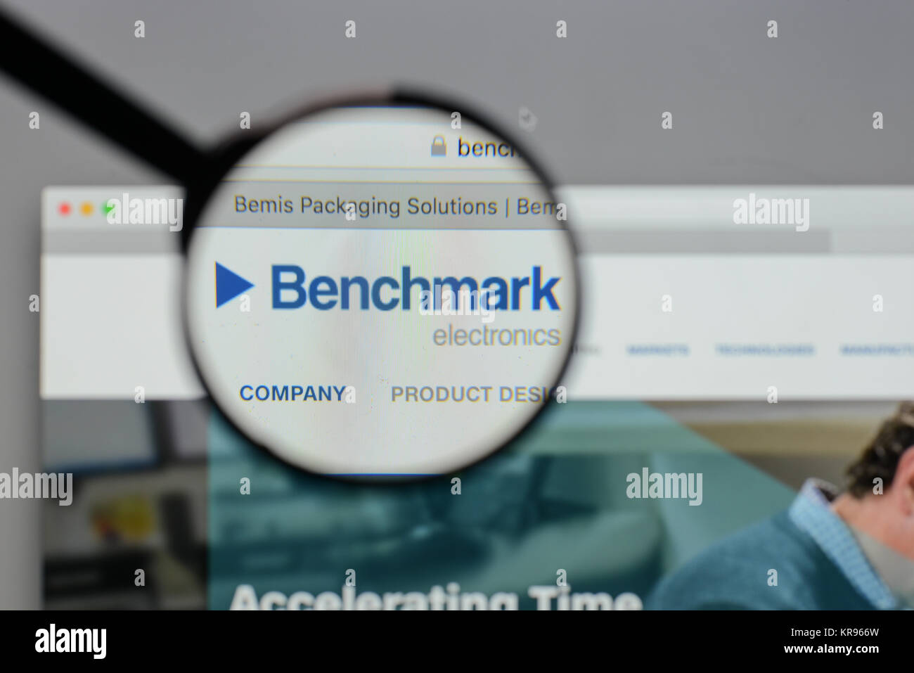 Milan, Italy - August 10, 2017: Benchmark Electronics logo on the ...