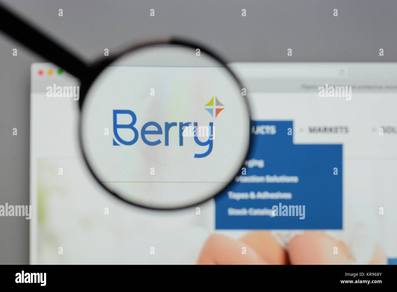 Milan, Italy - August 10, 2017: Berry Global Group logo on the website ...