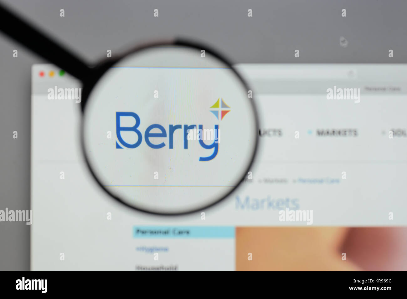 Milan, Italy - August 10, 2017: Berry Global Group logo on the website ...