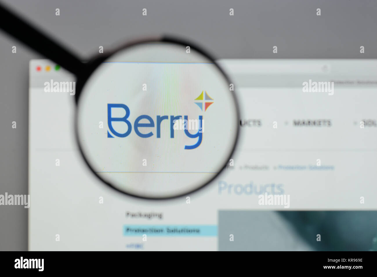 Milan, Italy - August 10, 2017: Berry Global Group logo on the website ...