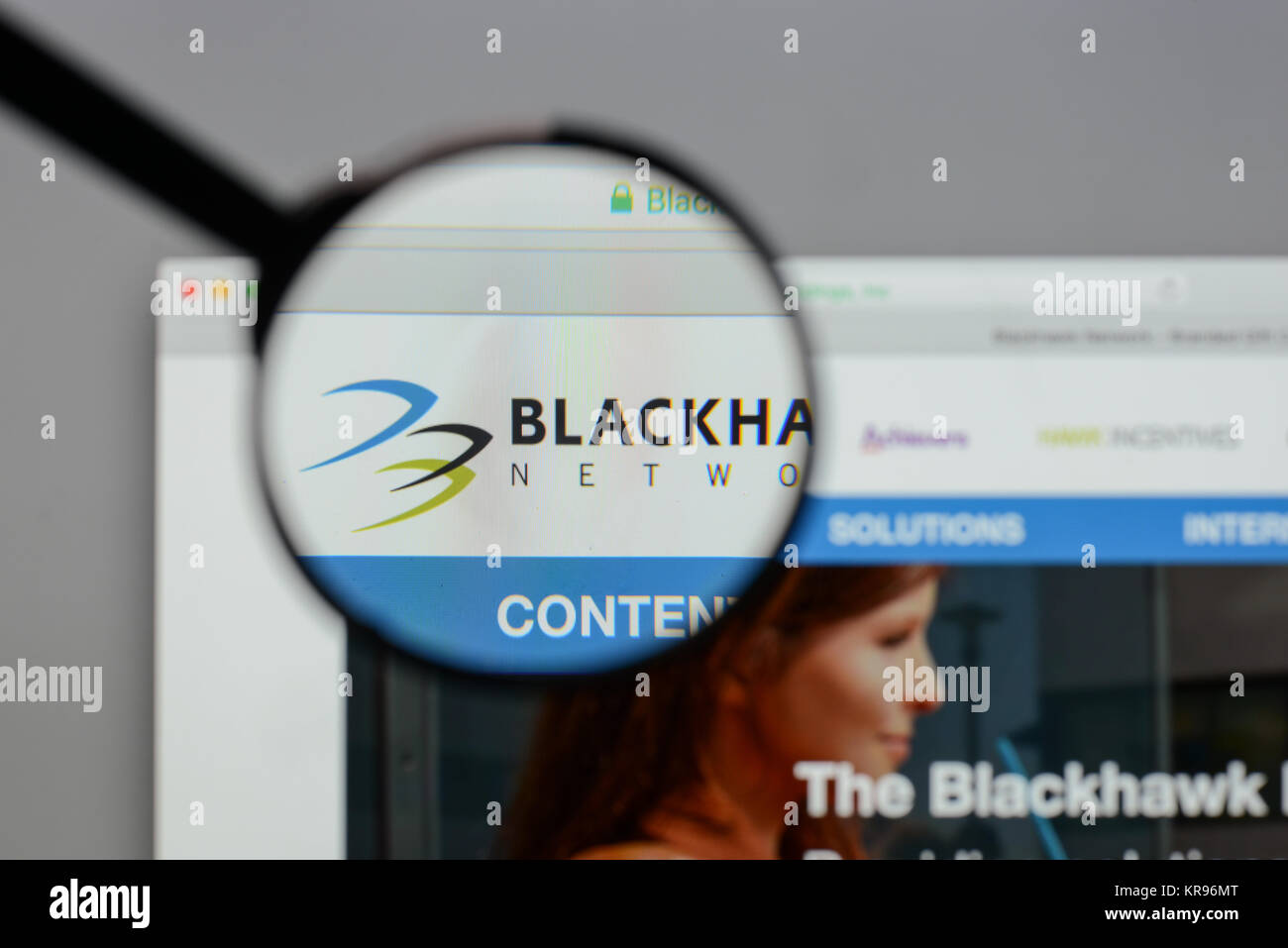 Milan, Italy - August 10, 2017: Blackhawk Network Holdings logo on the ...