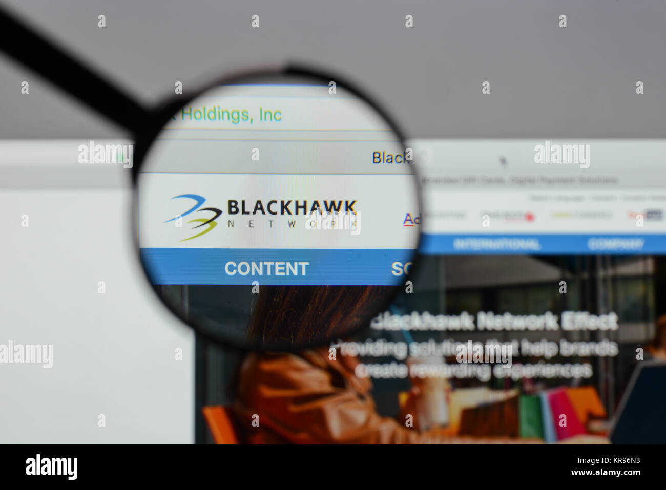 Milan, Italy - August 10, 2017: Blackhawk Network Holdings logo on the ...