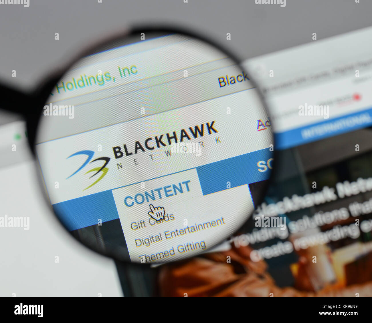 Milan, Italy - August 10, 2017: Blackhawk Network Holdings logo on the ...