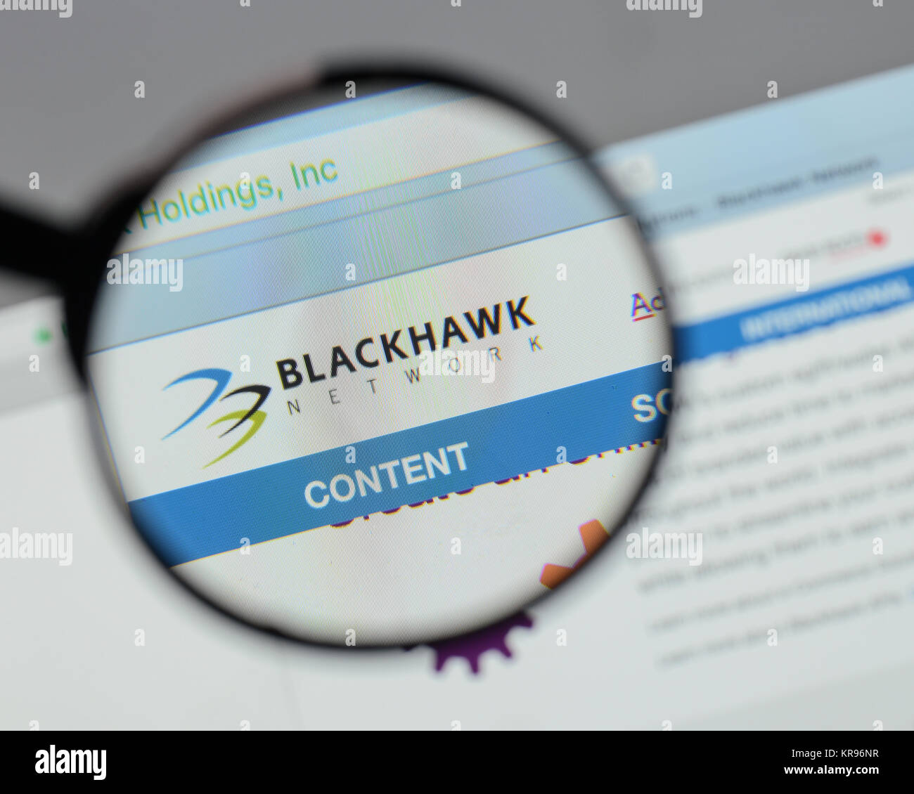 Milan, Italy - August 10, 2017: Blackhawk Network Holdings logo on the ...