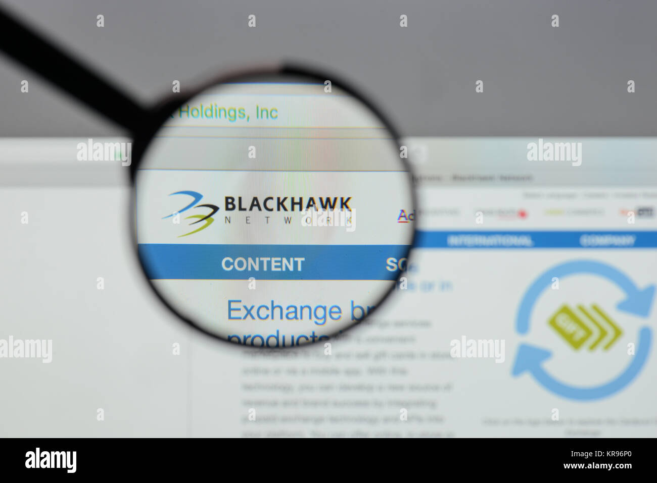 Milan, Italy - August 10, 2017: Blackhawk Network Holdings logo on the ...