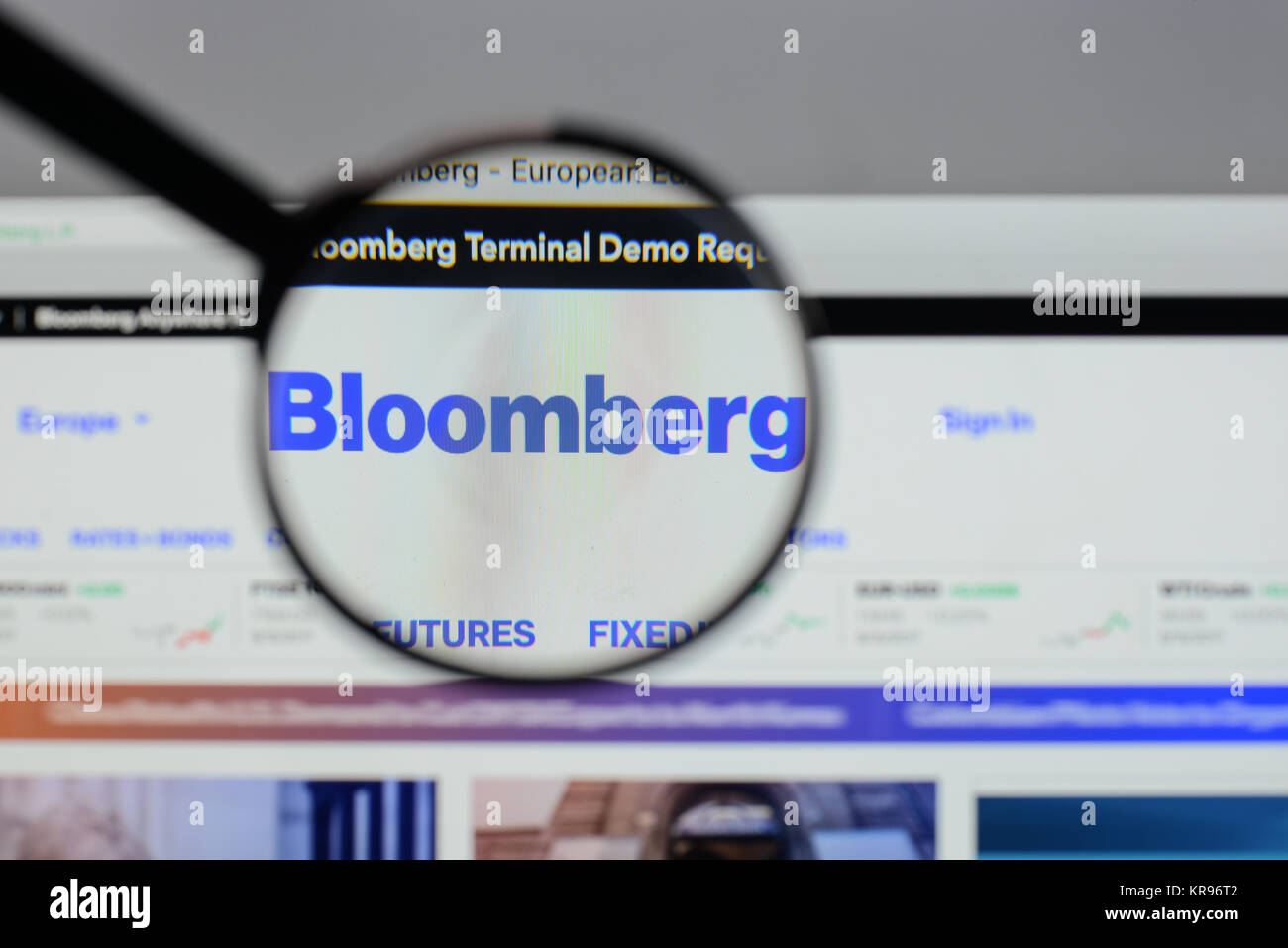 Milan, Italy - August 10, 2017: Bloomberg logo on the website homepage ...