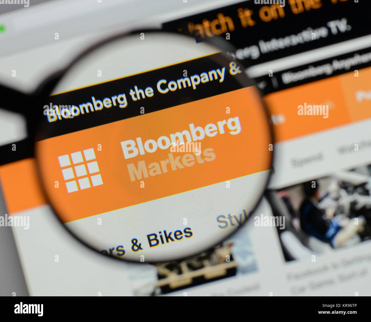 Milan, Italy - August 10, 2017: Bloomberg logo on the website homepage ...