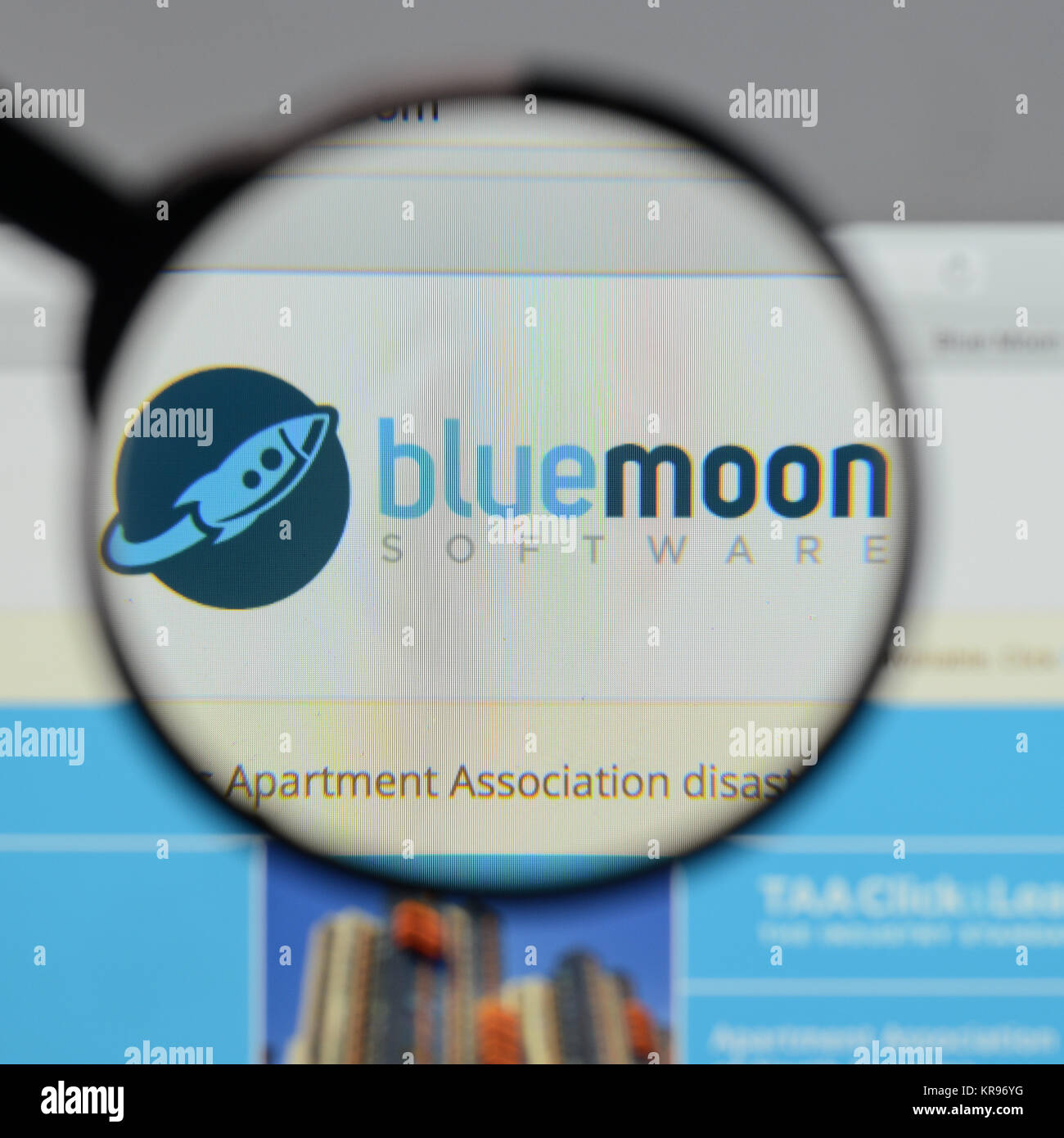 Milan, Italy - August 10, 2017: Bluemoon logo on the website homepage ...