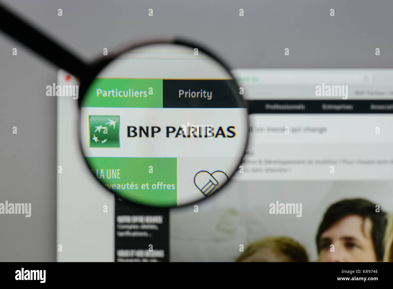 Milan, Italy - August 10, 2017: BNP Paribas logo on the website ...