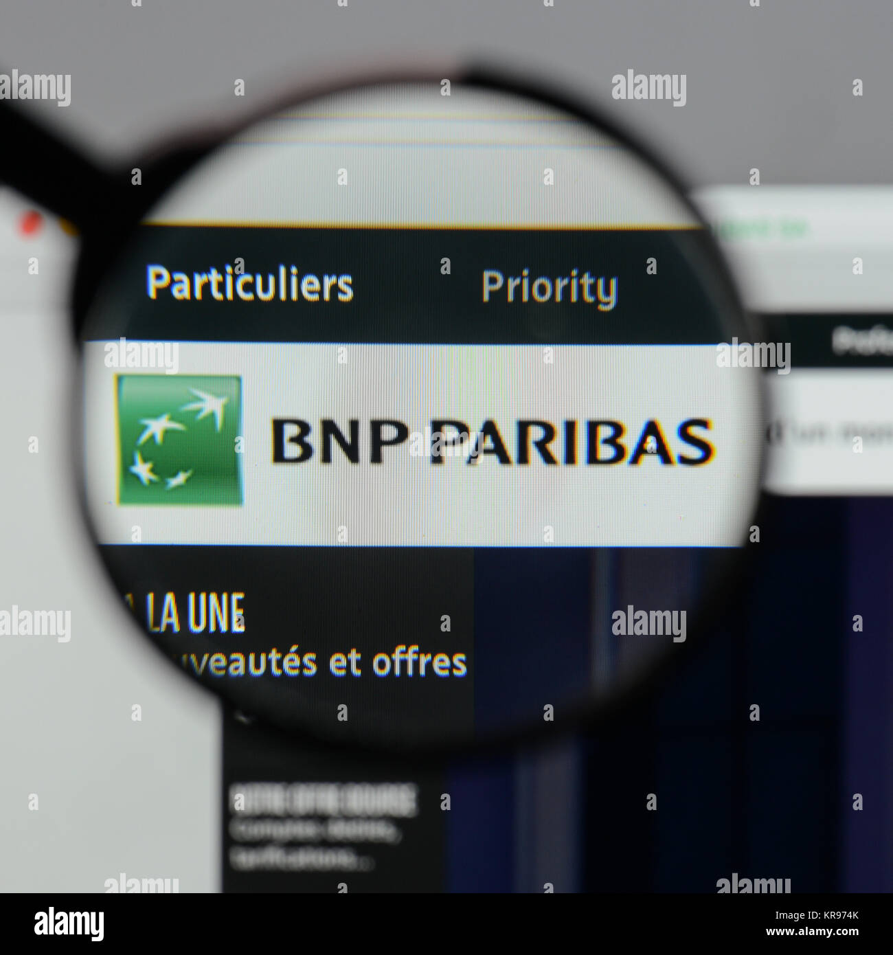 Milan, Italy - August 10, 2017: BNP Paribas logo on the website ...