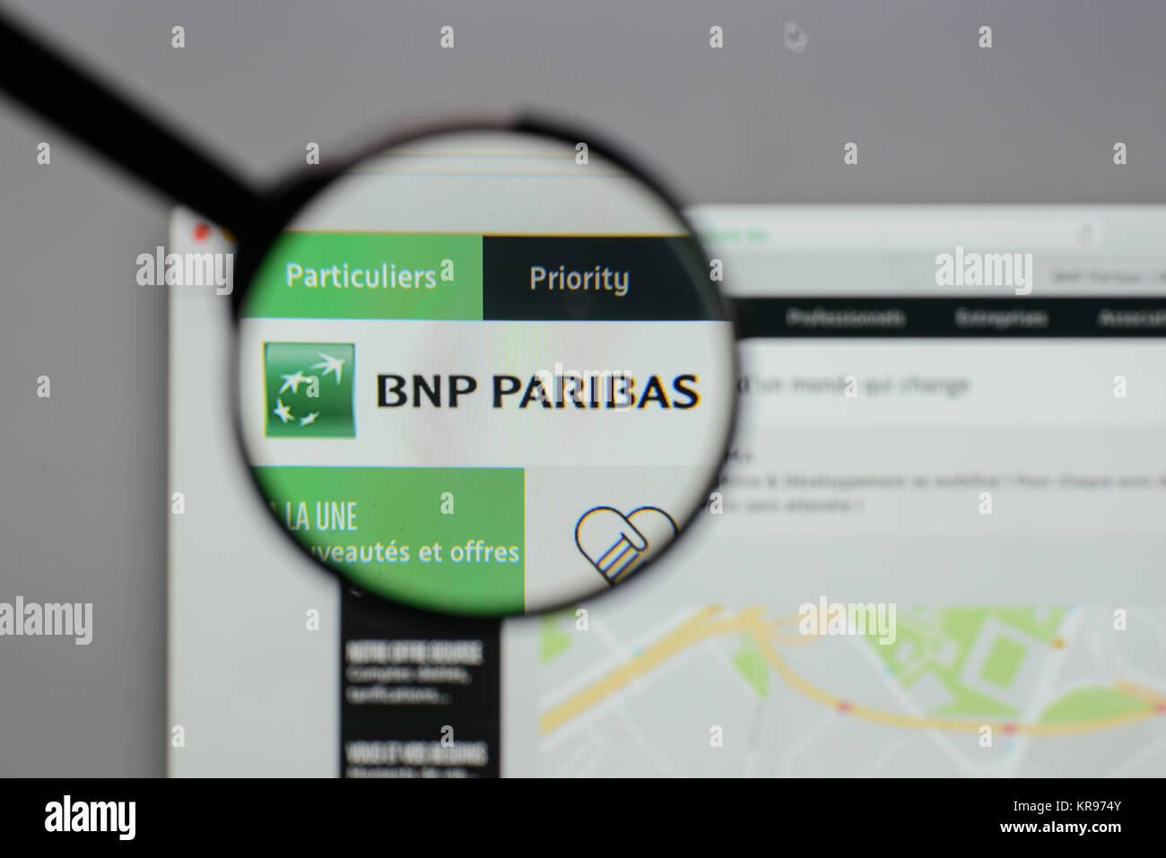 Milan, Italy - August 10, 2017: BNP Paribas logo on the website ...