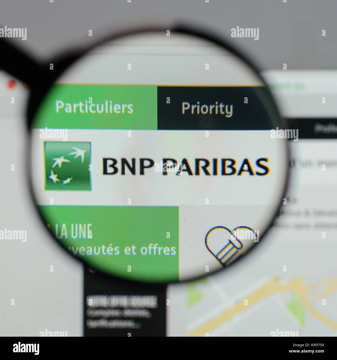 Milan, Italy - August 10, 2017: BNP Paribas logo on the website ...