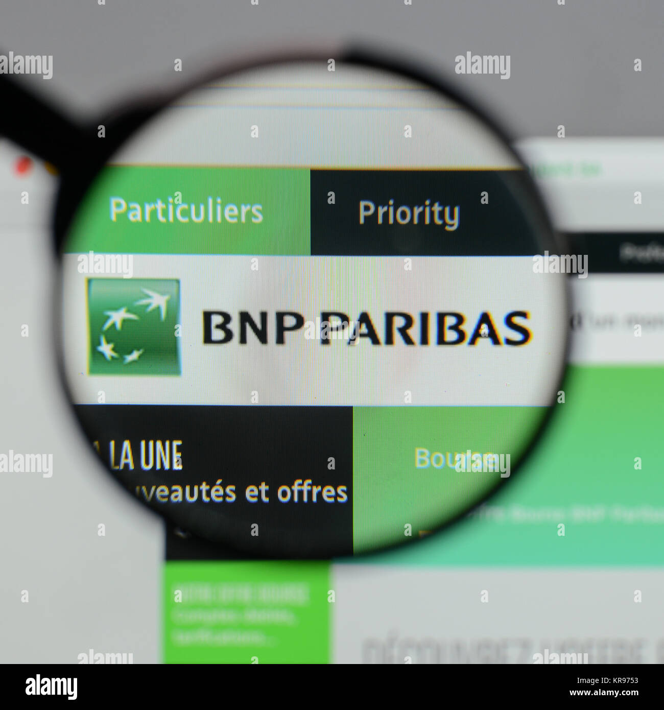 Milan, Italy - August 10, 2017: BNP Paribas logo on the website ...