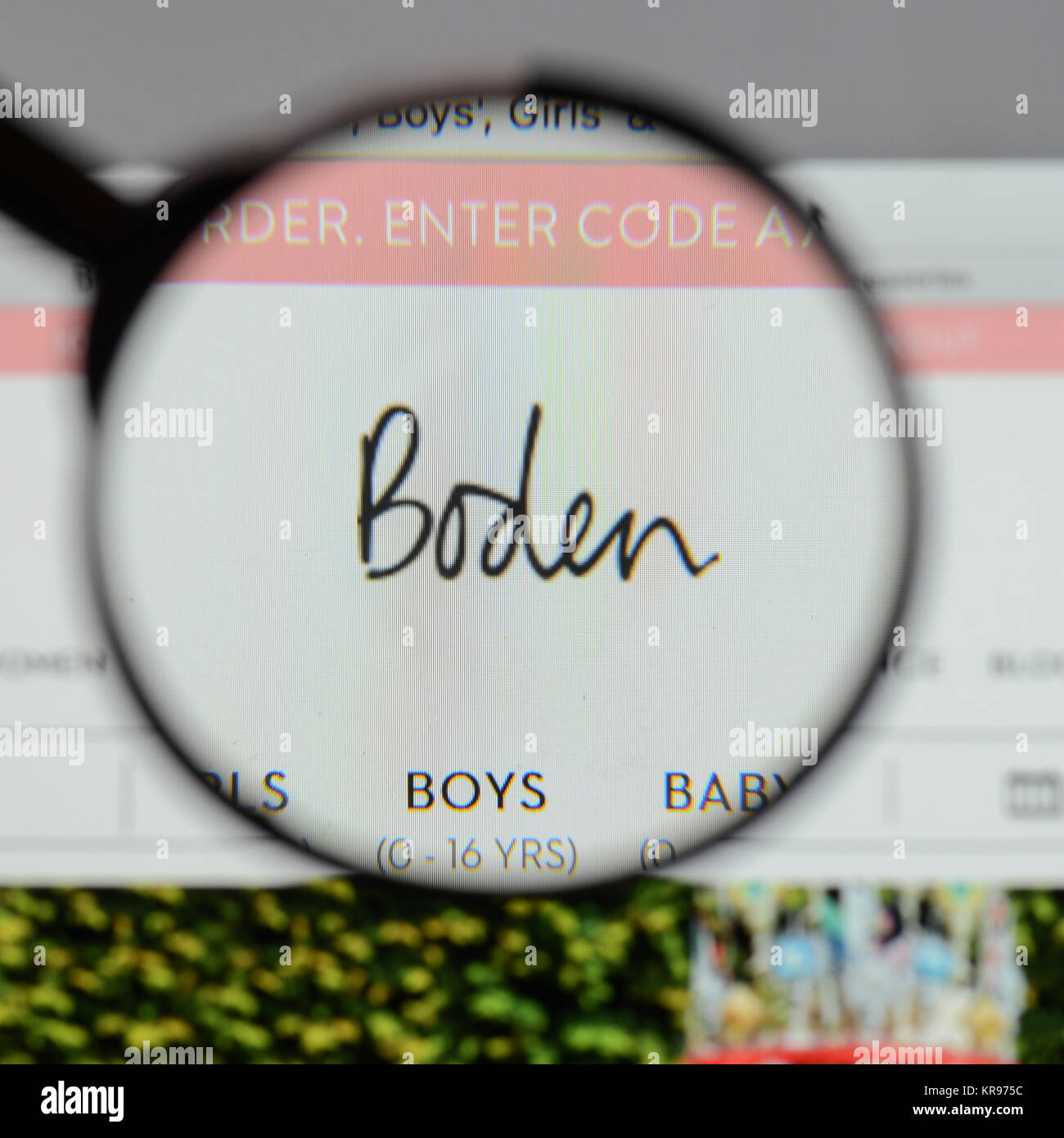 Milan, Italy - August 10, 2017: Boden logo on the website homepage ...