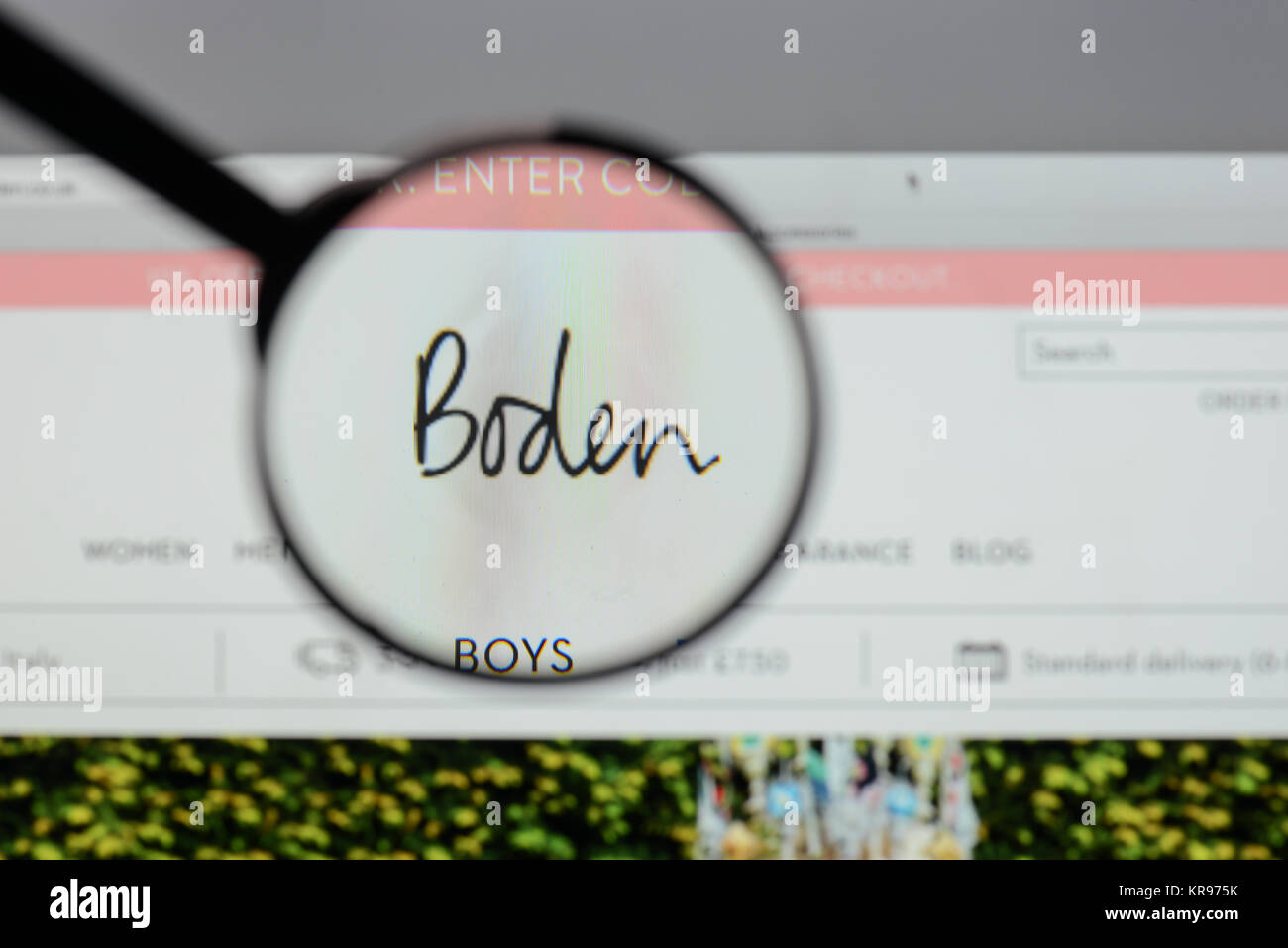 Milan, Italy - August 10, 2017: Boden logo on the website homepage ...