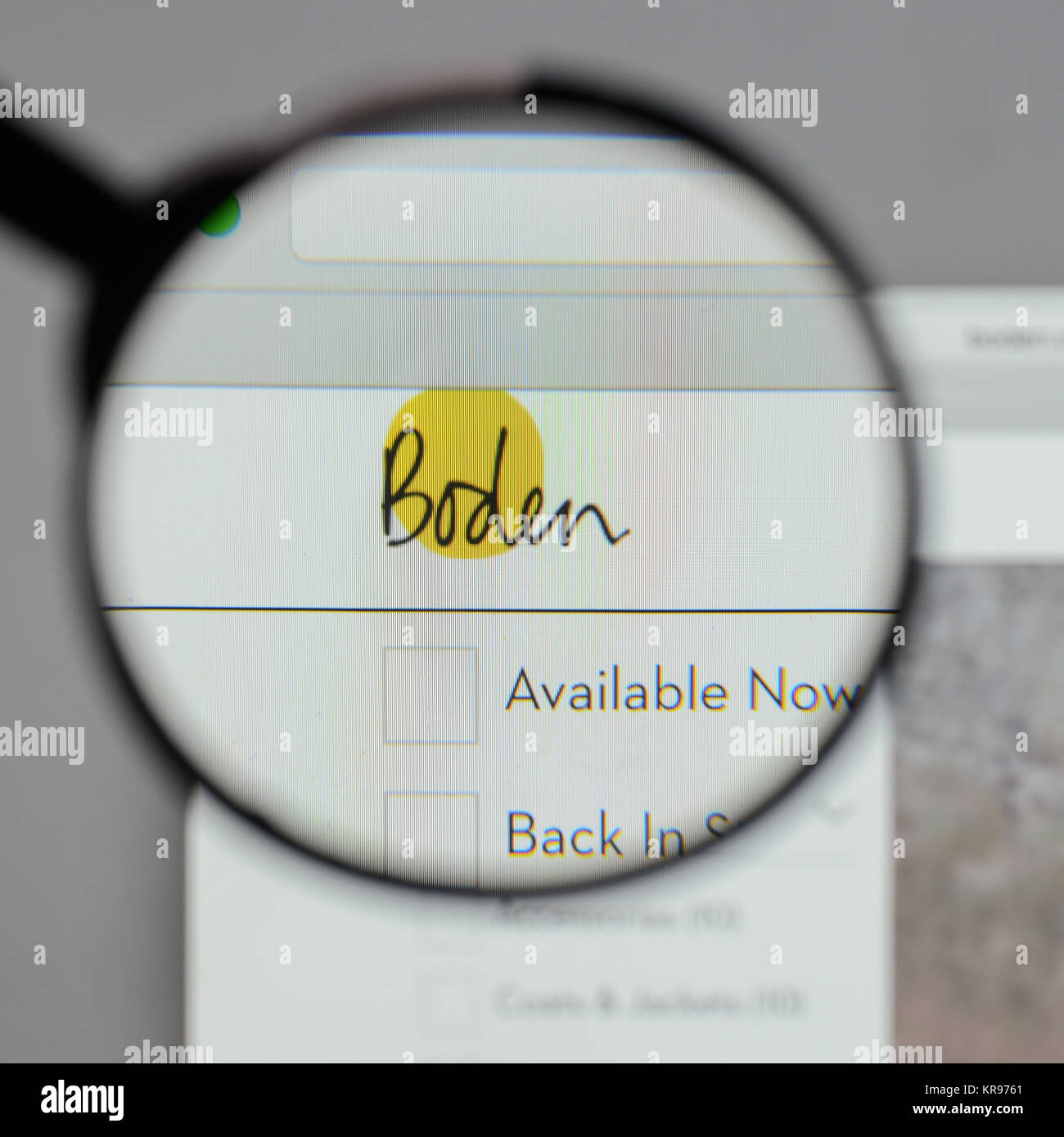 Milan, Italy - August 10, 2017: Boden logo on the website homepage ...