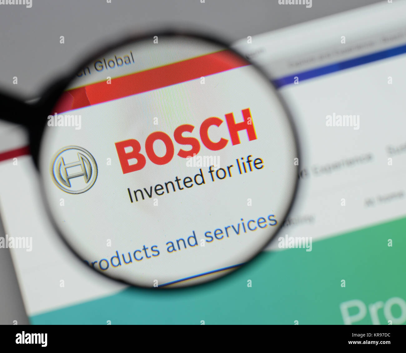 Milan, Italy - August 10, 2017: Bosch logo on the website homepage ...