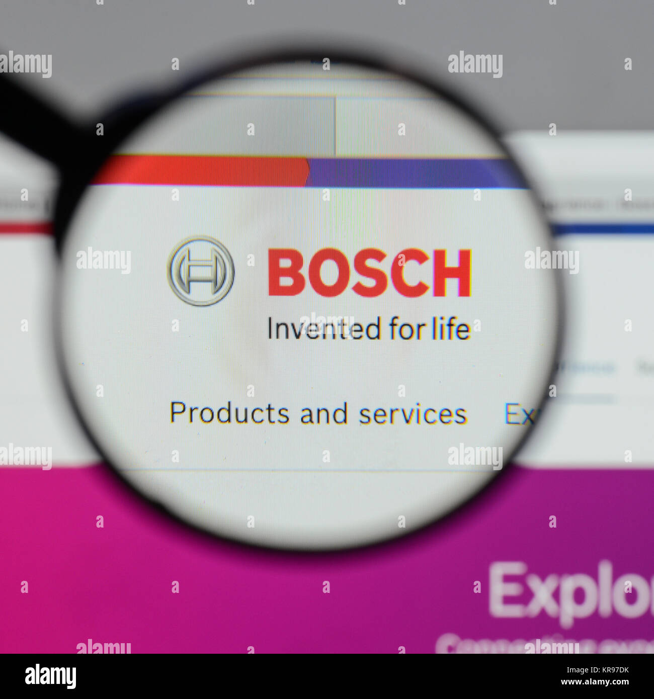 Milan, Italy - August 10, 2017: Bosch logo on the website homepage ...
