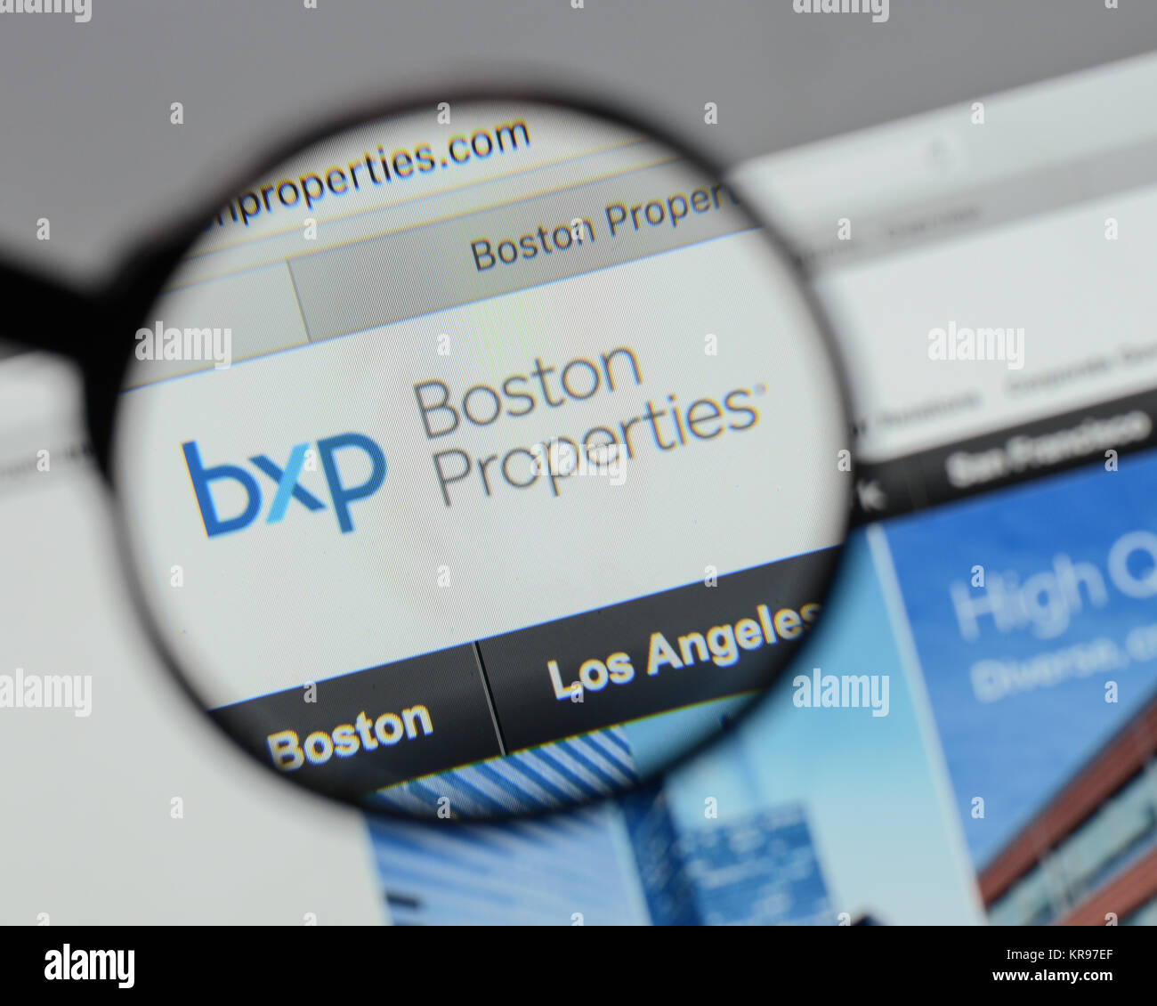 Milan, Italy - August 10, 2017: Boston Properties logo on the website ...