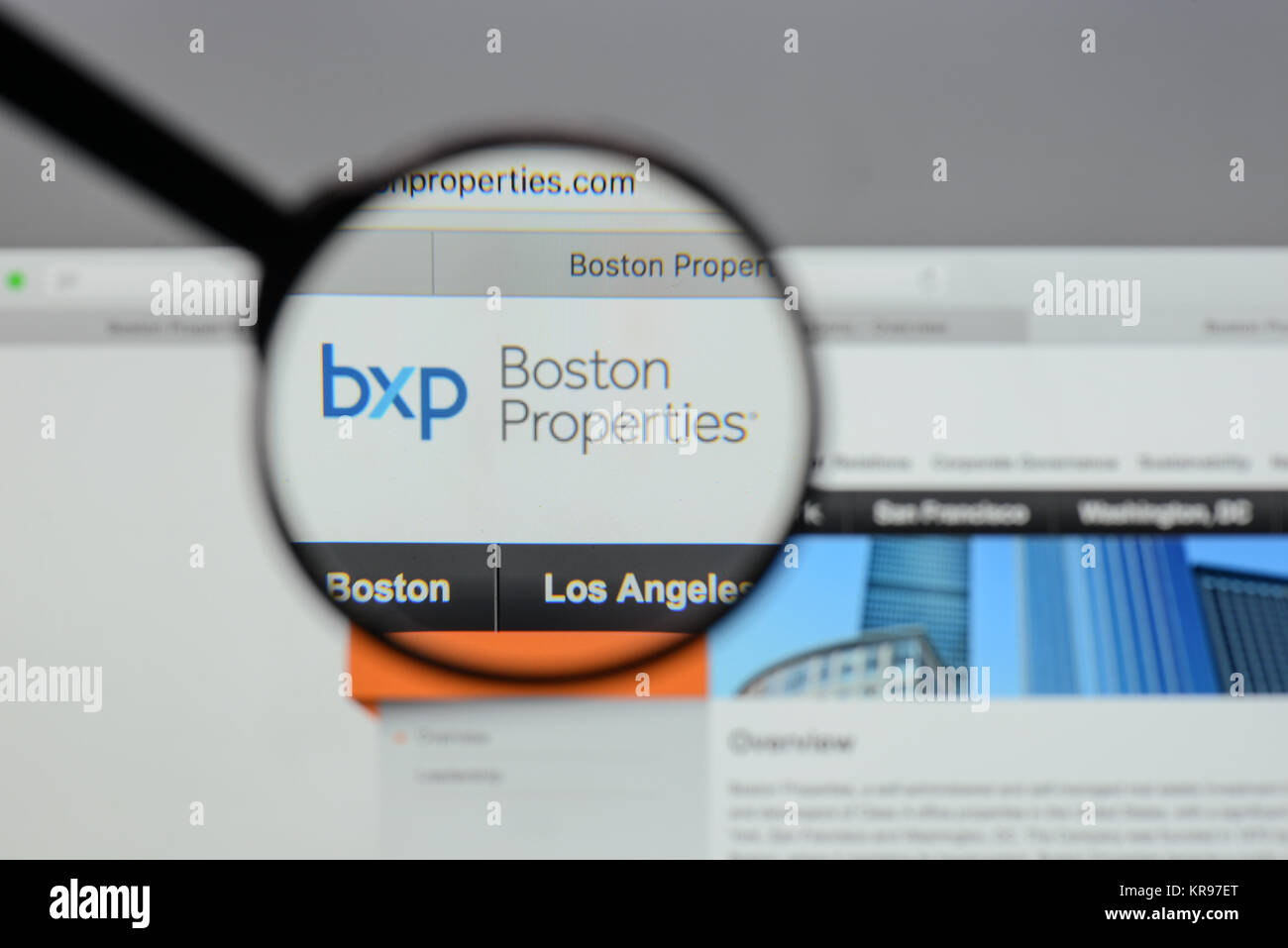 Milan, Italy - August 10, 2017: Boston Properties logo on the website ...
