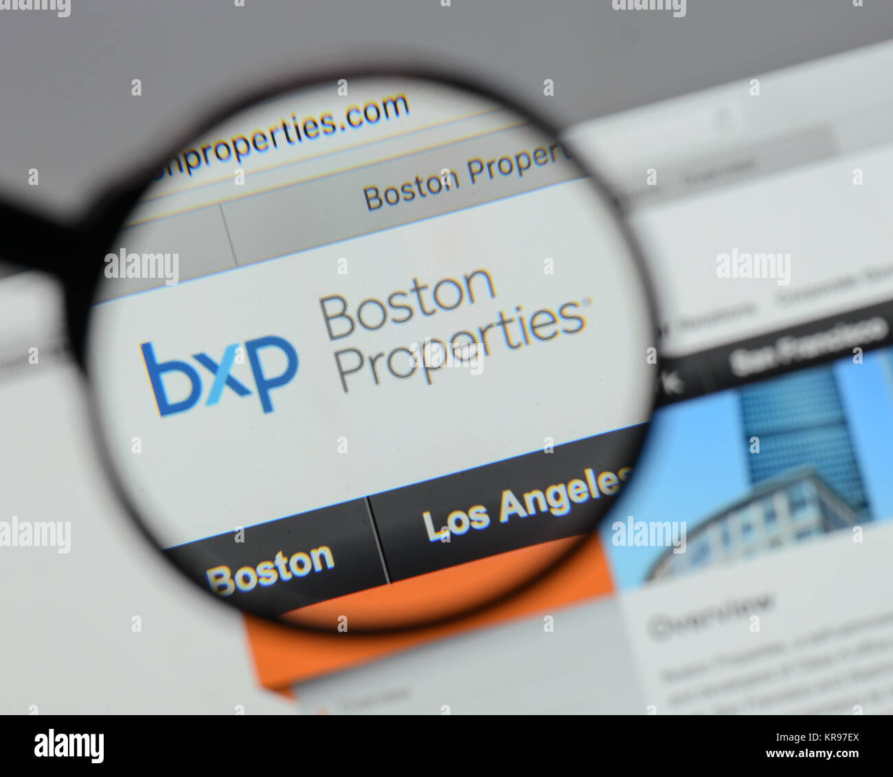 Milan, Italy - August 10, 2017: Boston Properties logo on the website ...