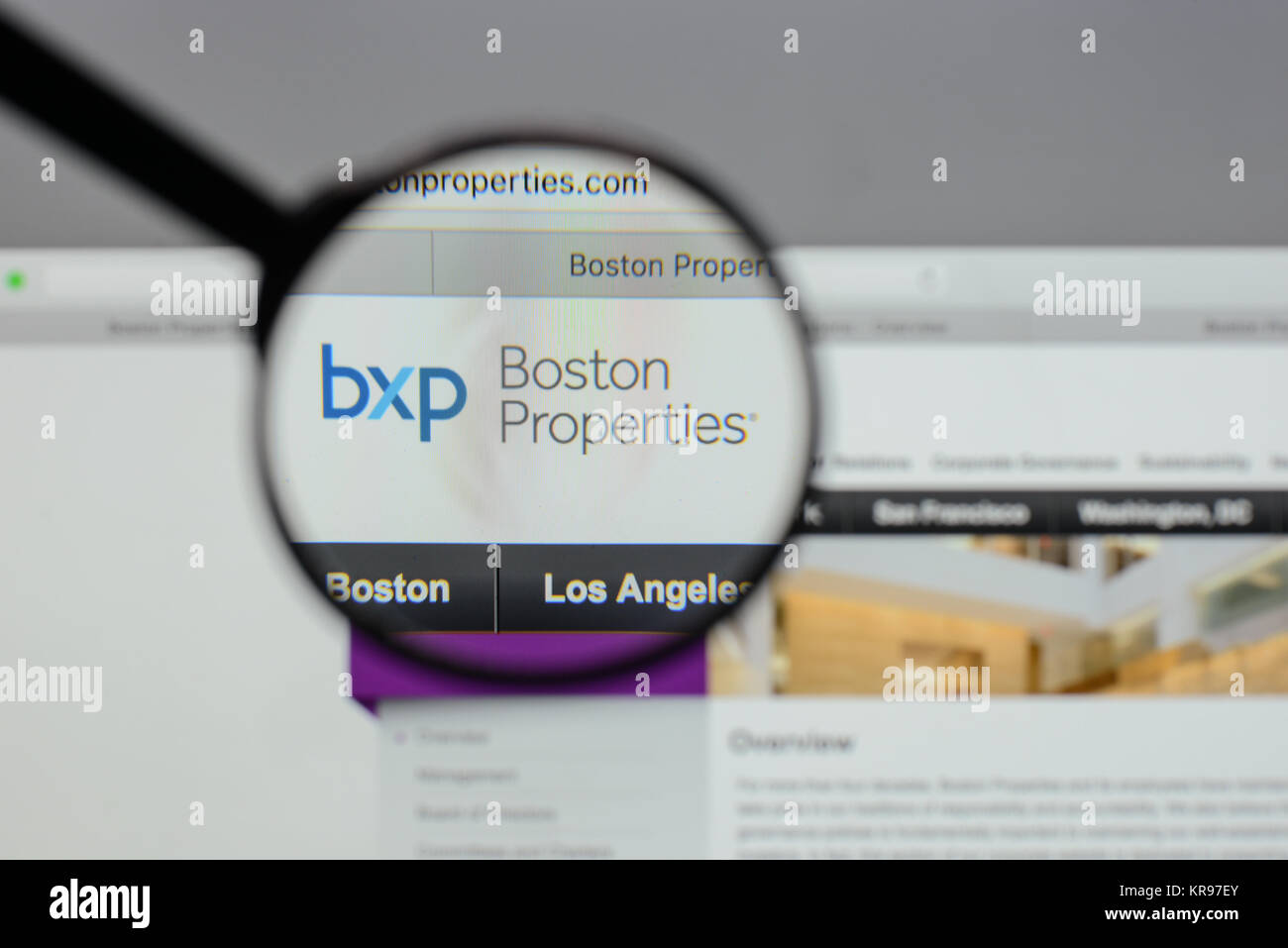 Milan, Italy - August 10, 2017: Boston Properties logo on the website ...
