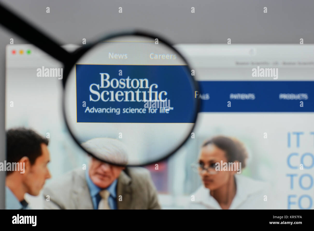 Milan, Italy - August 10, 2017: Boston Scientific logo on the website ...