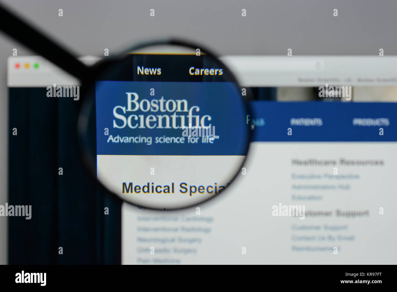 Milan, Italy - August 10, 2017: Boston Scientific logo on the website ...