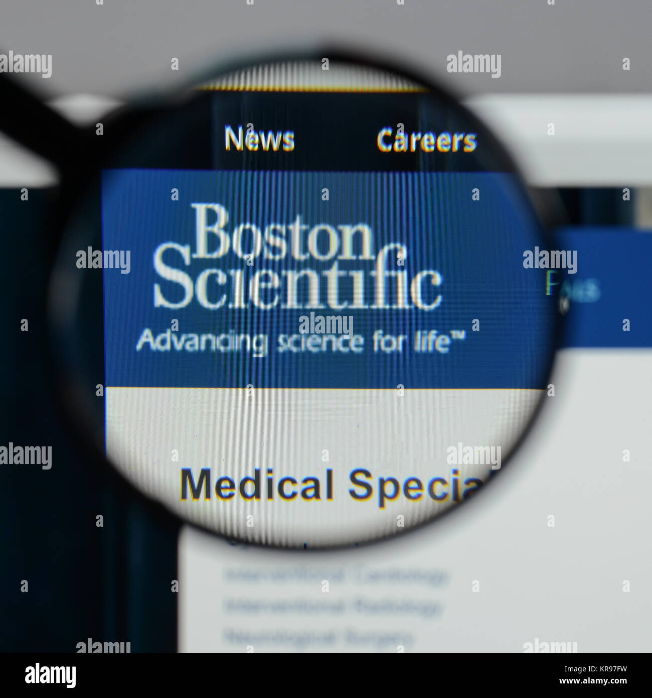 Milan, Italy - August 10, 2017: Boston Scientific logo on the website ...